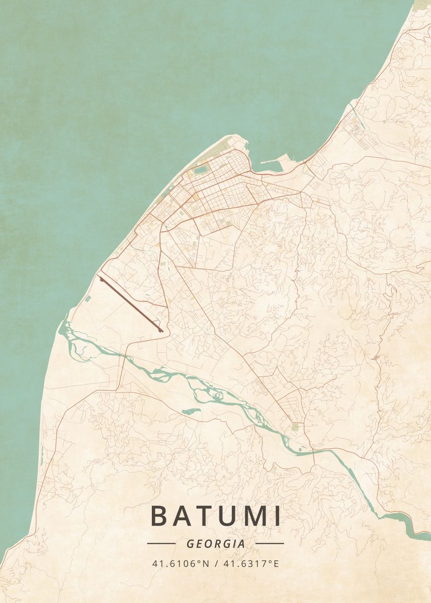 'Batumi Georgia' Poster, picture, metal print, paint by Designer Map ...
