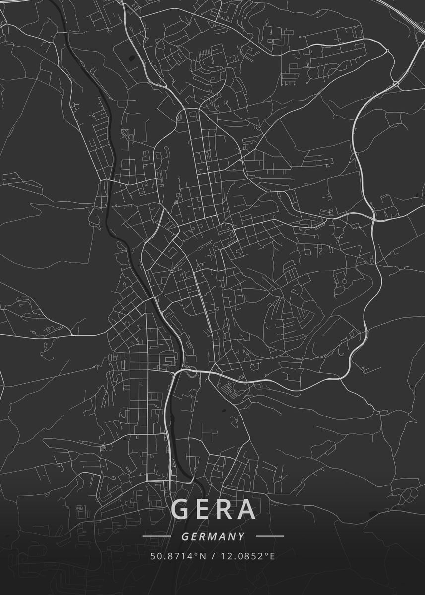 'Gera Germany' Poster, picture, metal print, paint by Designer Map Art ...