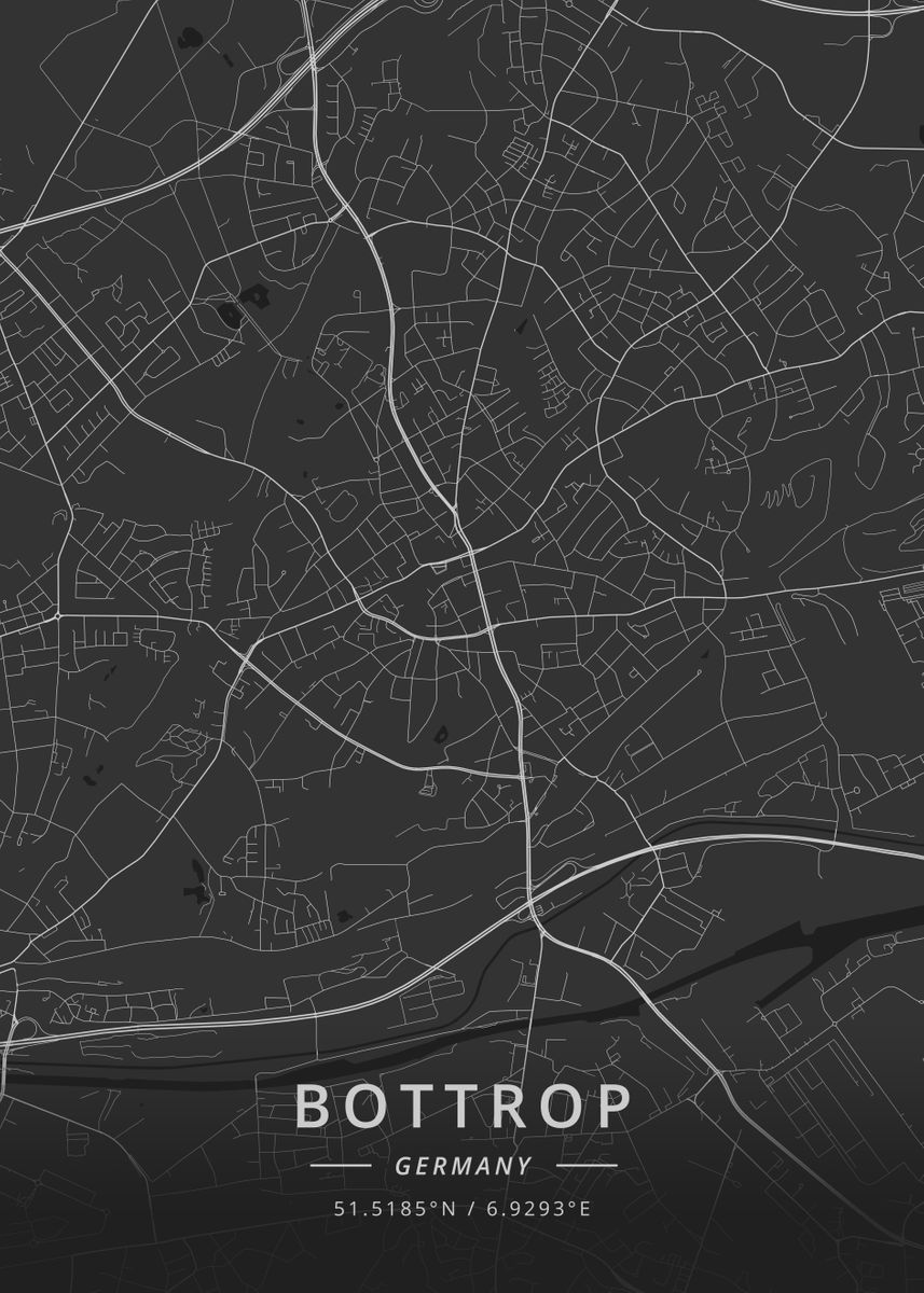 'Bottrop Germany' Poster, picture, metal print, paint by Designer Map ...