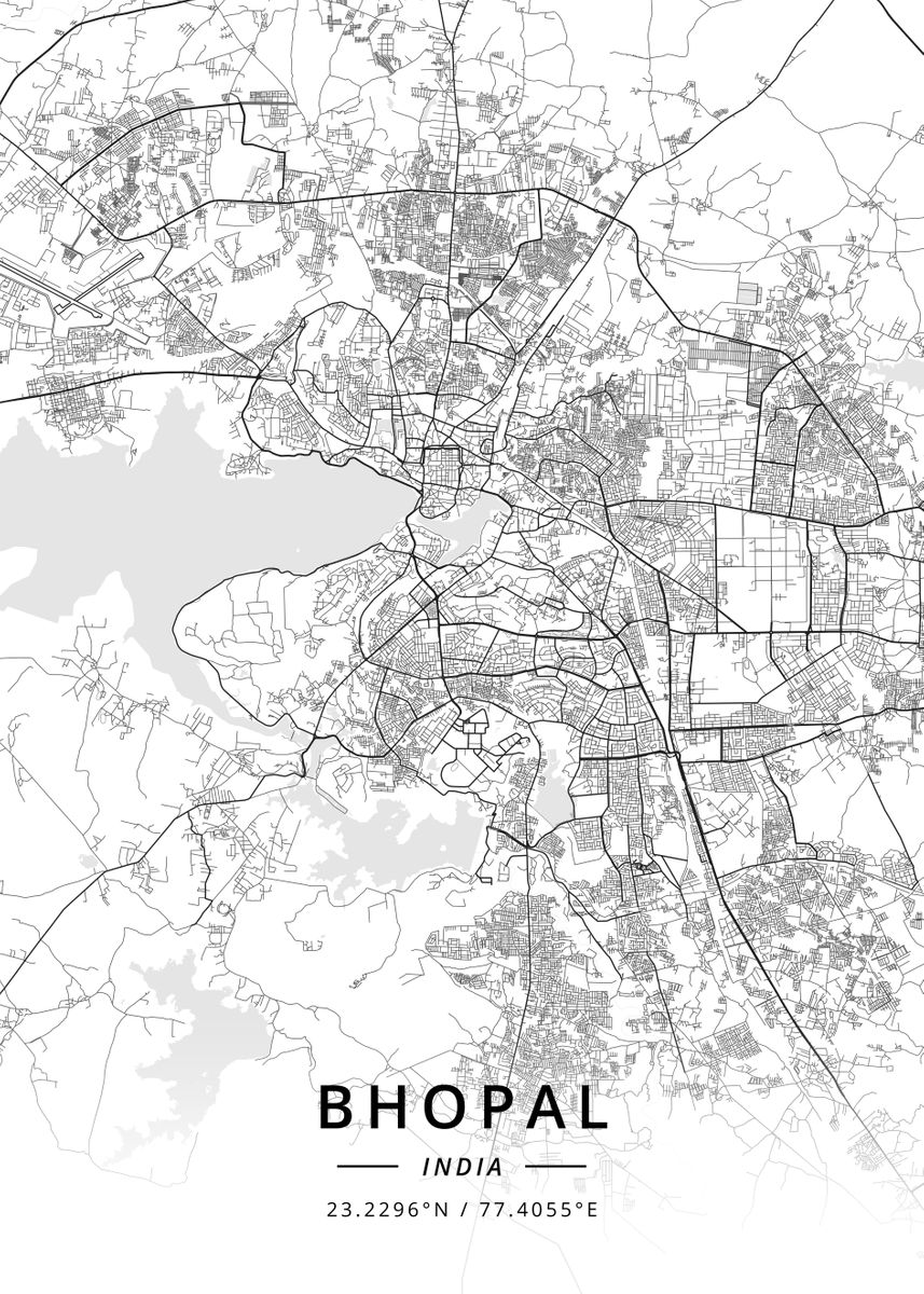 'Bhopal India' Poster, picture, metal print, paint by Designer Map Art ...