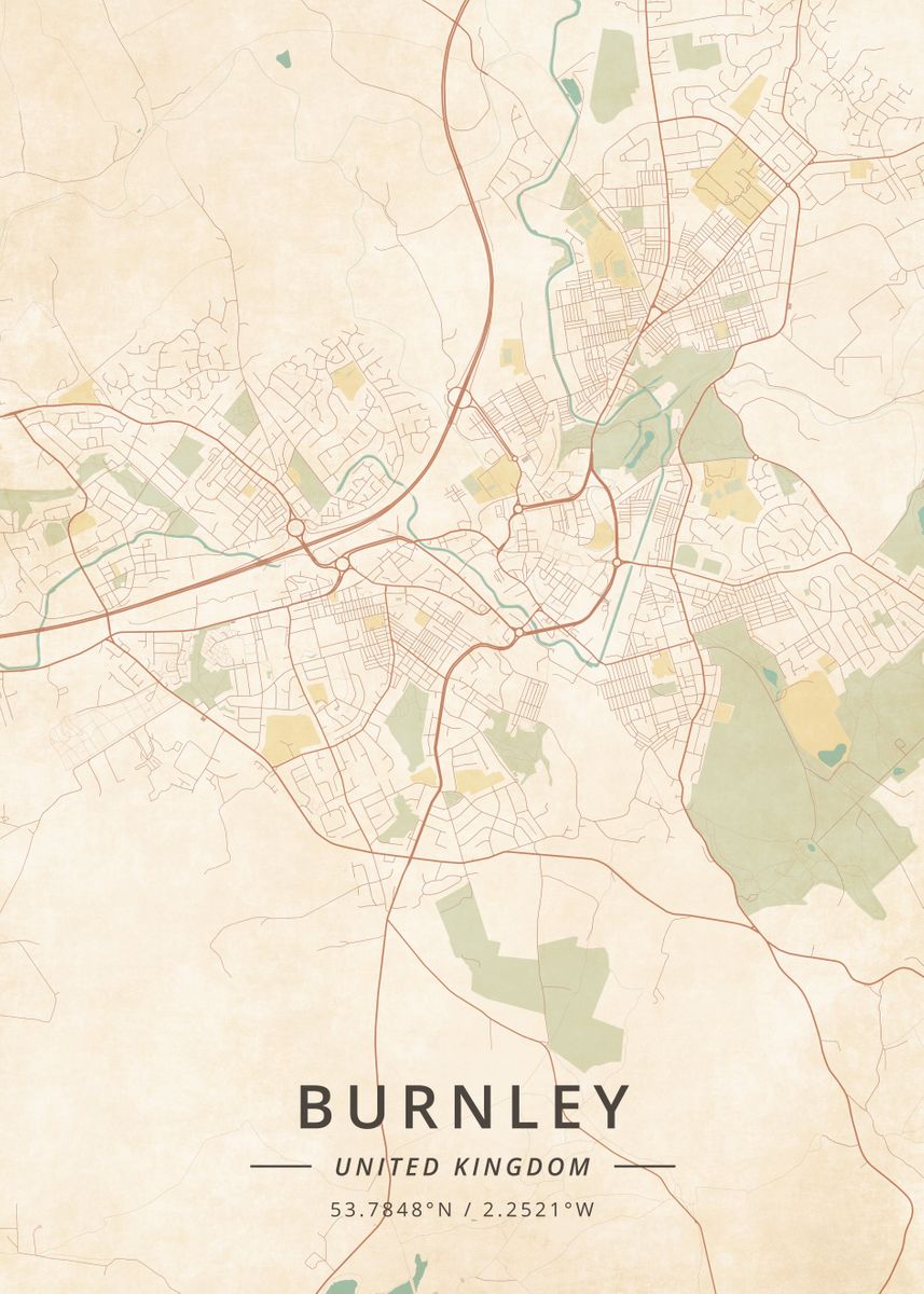 'Burnley United Kingdom' Poster, picture, metal print, paint by ...