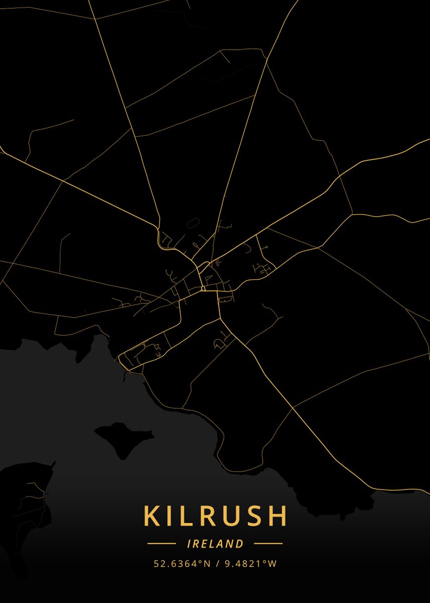 'Kilrush Ireland' Poster, picture, metal print, paint by Designer Map ...