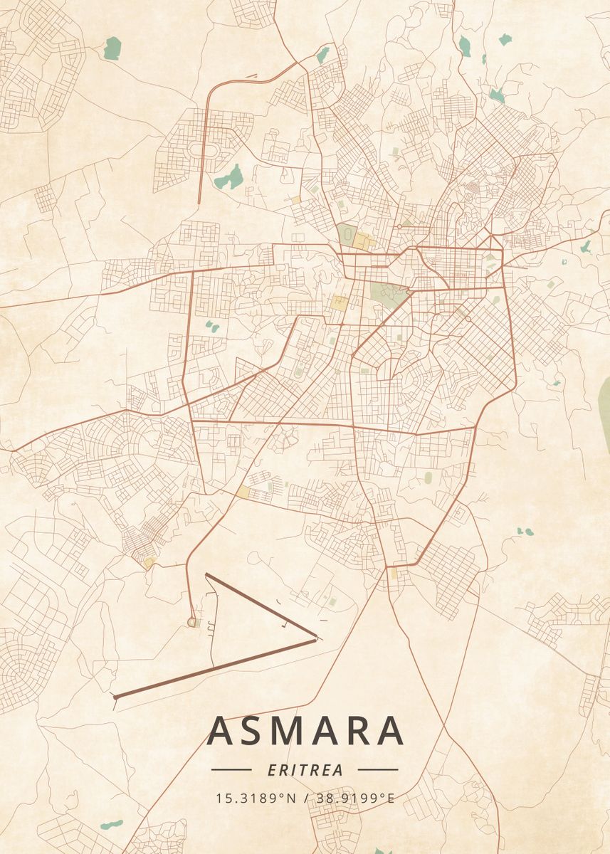 'Asmara Eritrea' Poster, picture, metal print, paint by Designer Map ...