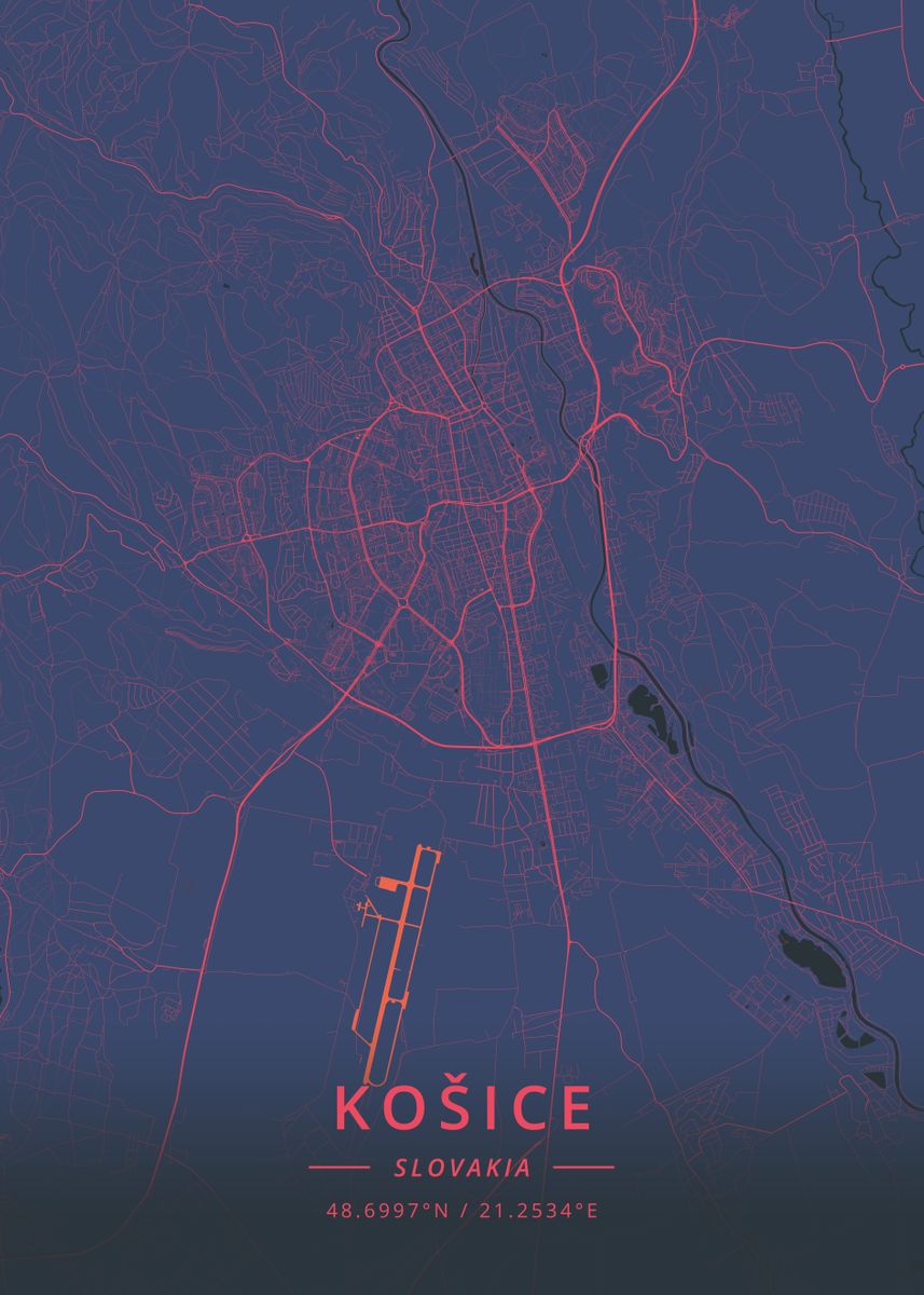 'Kosice Slovakia' Poster by Designer Map Art | Displate
