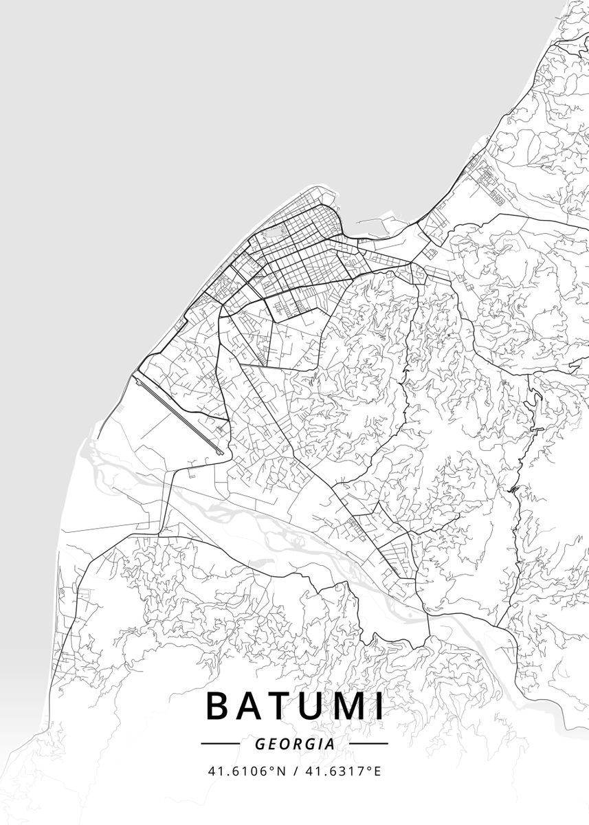 'Batumi Georgia' Poster, picture, metal print, paint by Designer Map ...