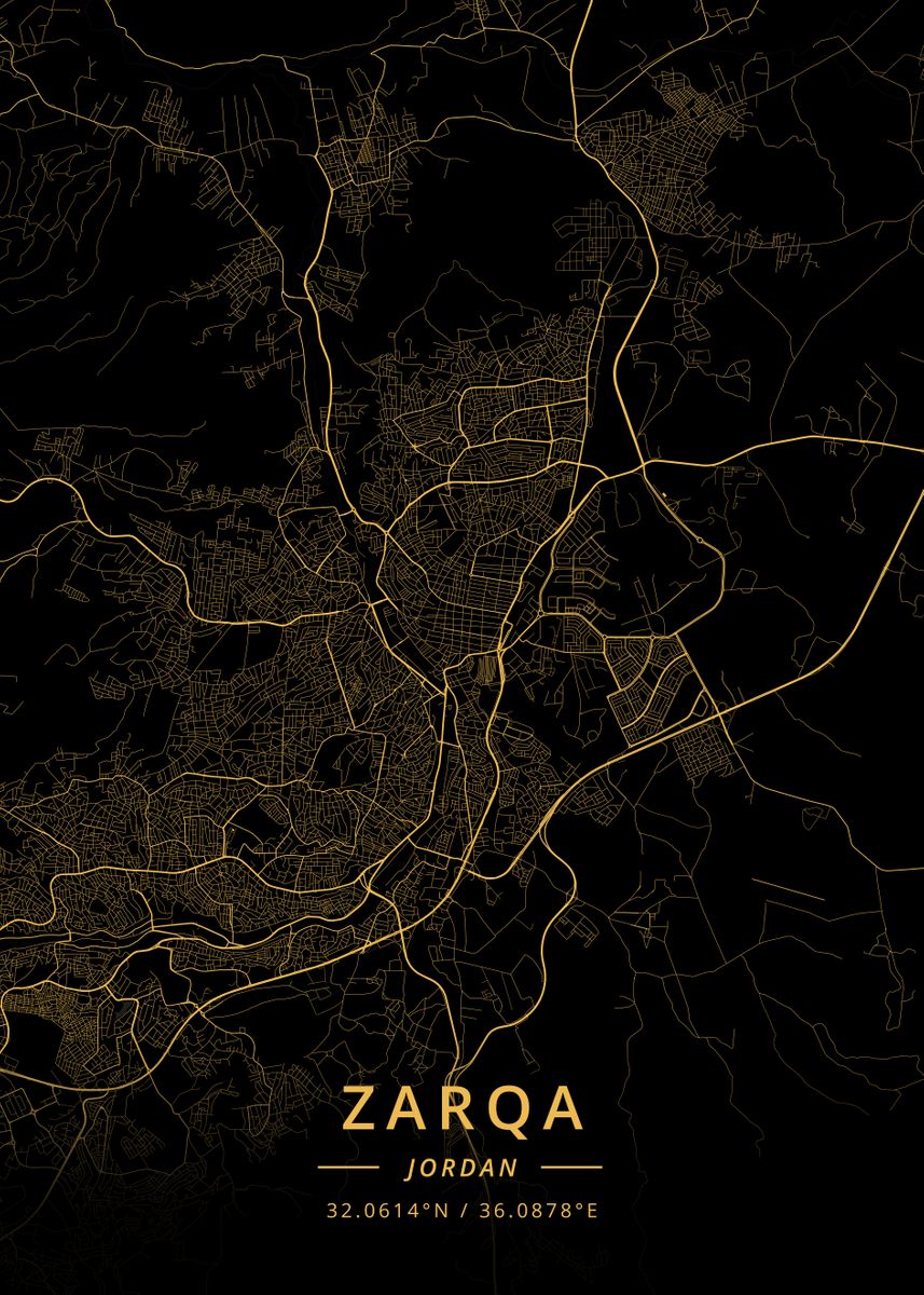 'Zarqa Jordan' Poster by Designer Map Art | Displate