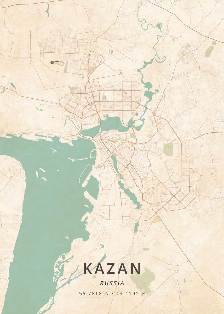 'Kazan Russia' Poster, picture, metal print, paint by Designer Map Art ...