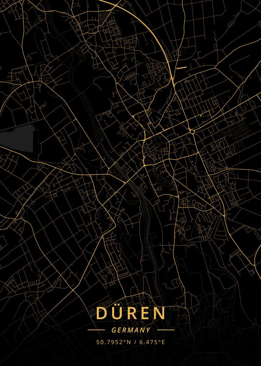 'Duren Germany' Poster, picture, metal print, paint by Designer Map Art ...