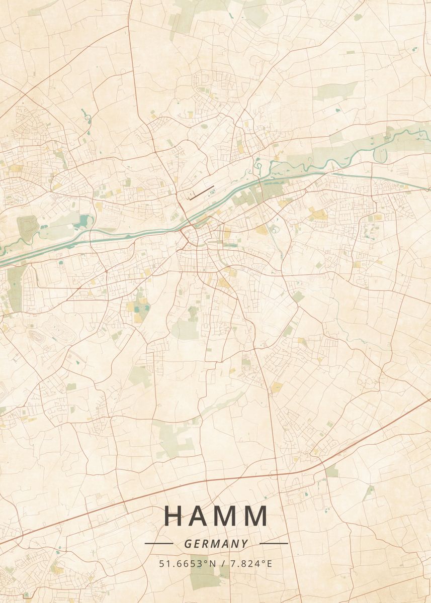 'Hamm Germany' Poster, picture, metal print, paint by Designer Map Art ...