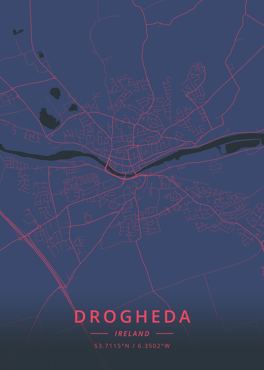 'Drogheda Ireland' Poster, picture, metal print, paint by Designer Map ...