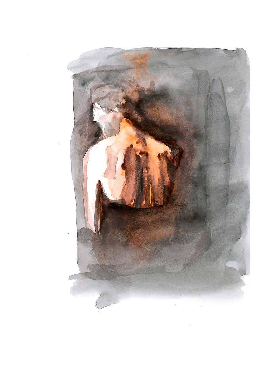 'back watercolor portrait' Poster by MishkaLab | Displate