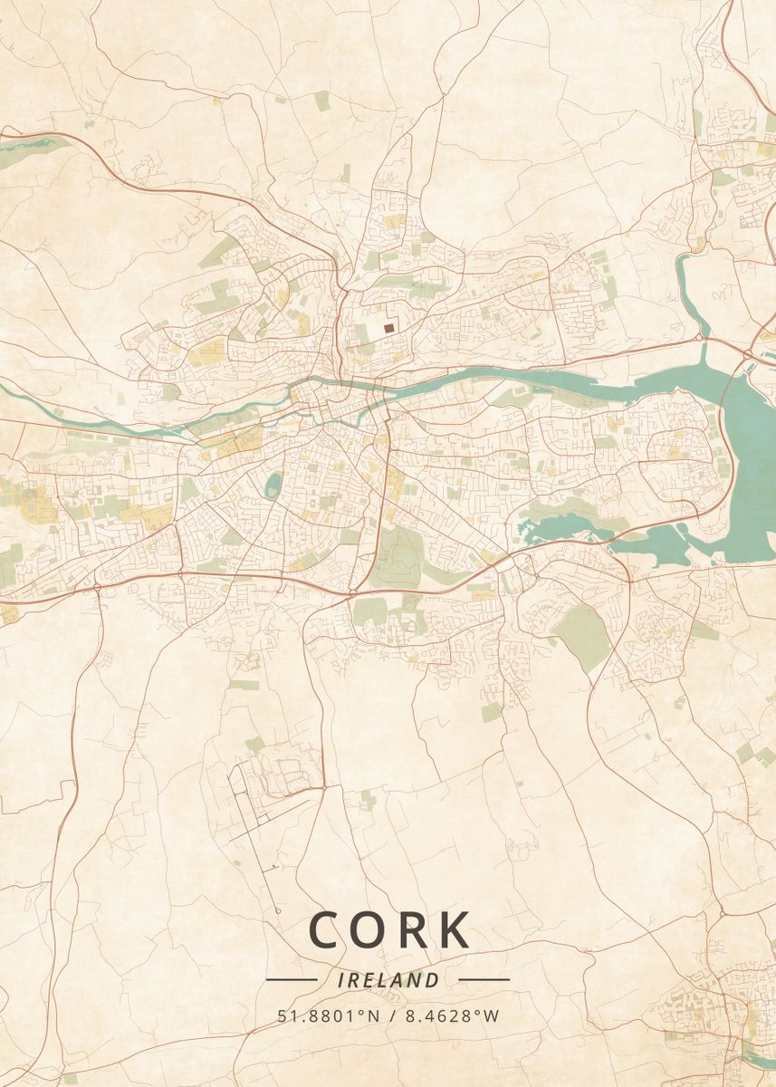 'Cork Ireland' Poster by Designer Map Art | Displate