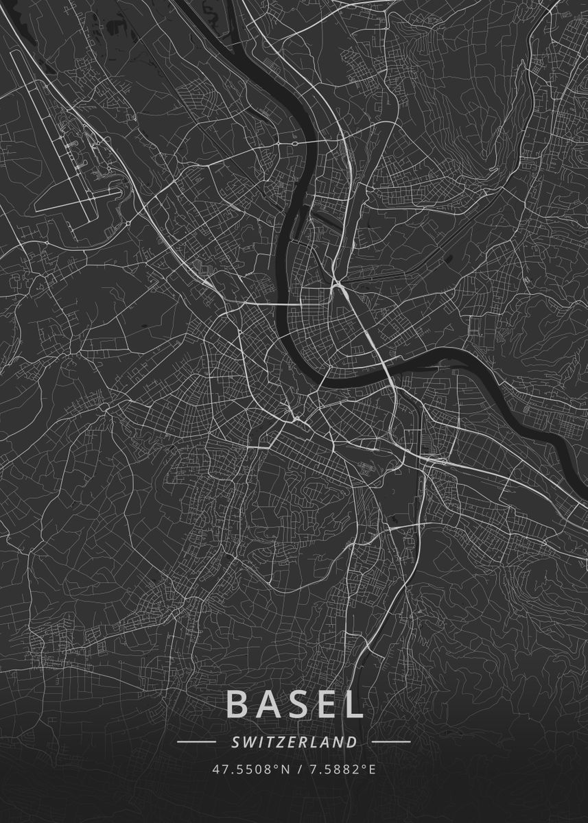'Basel Switzerland' Poster by Designer Map Art | Displate