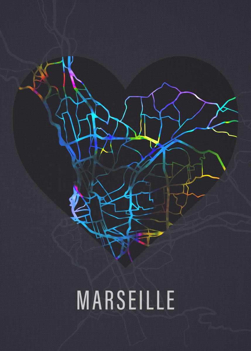 'Marseille City Street Map' Poster by Design Turnpike | Displate