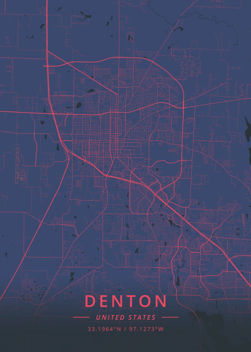 'Denton United States' Poster by Designer Map Art | Displate