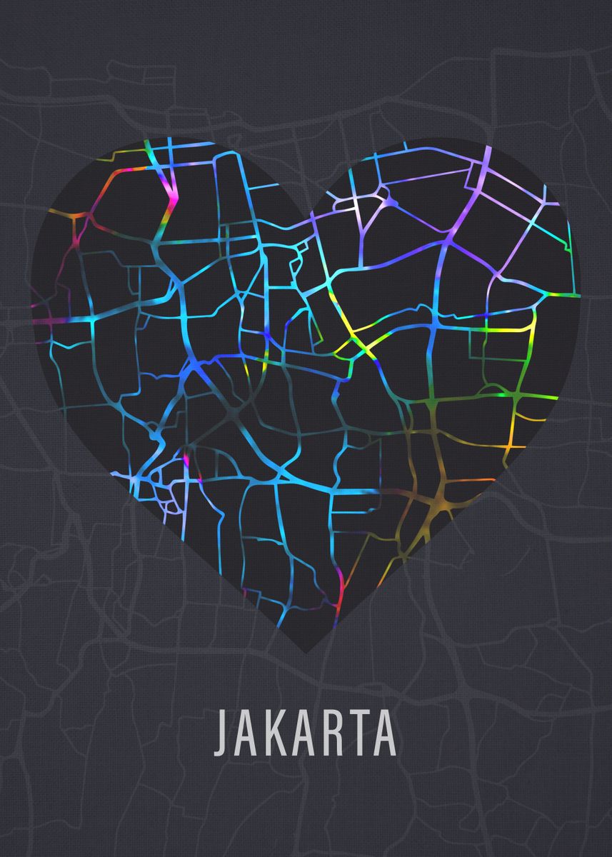 'Jakarta City Street Map' Poster, picture, metal print, paint by Design ...