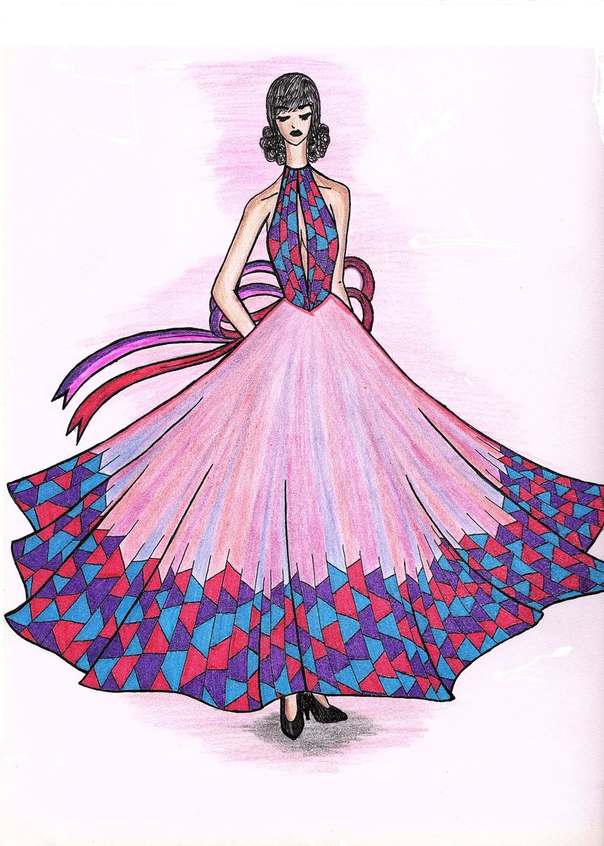 'Colorful Flare Dress' Poster by Skache Barrios | Displate