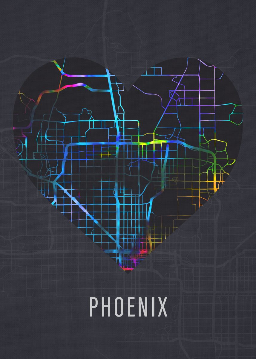 'Phoenix Arizona City Heart' Poster by Design Turnpike | Displate
