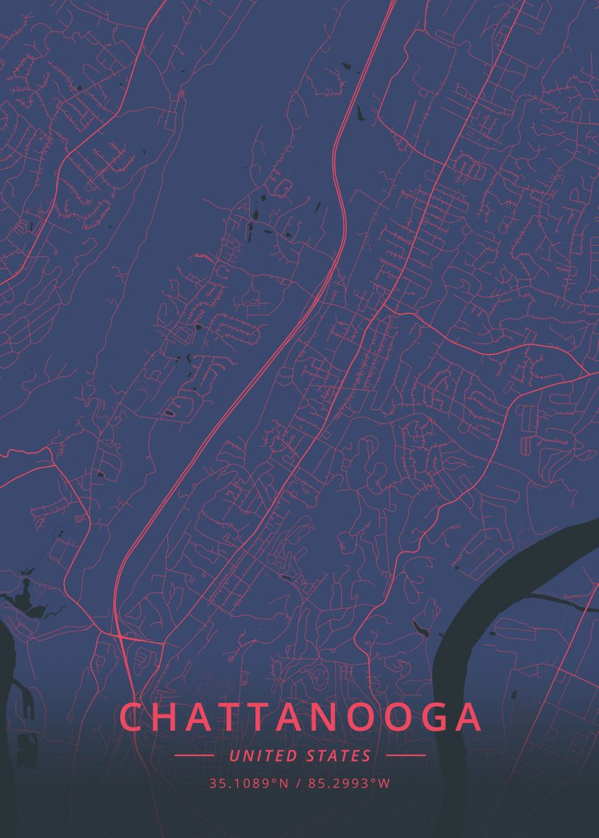 'Chattanooga United States' Poster by Designer Map Art | Displate