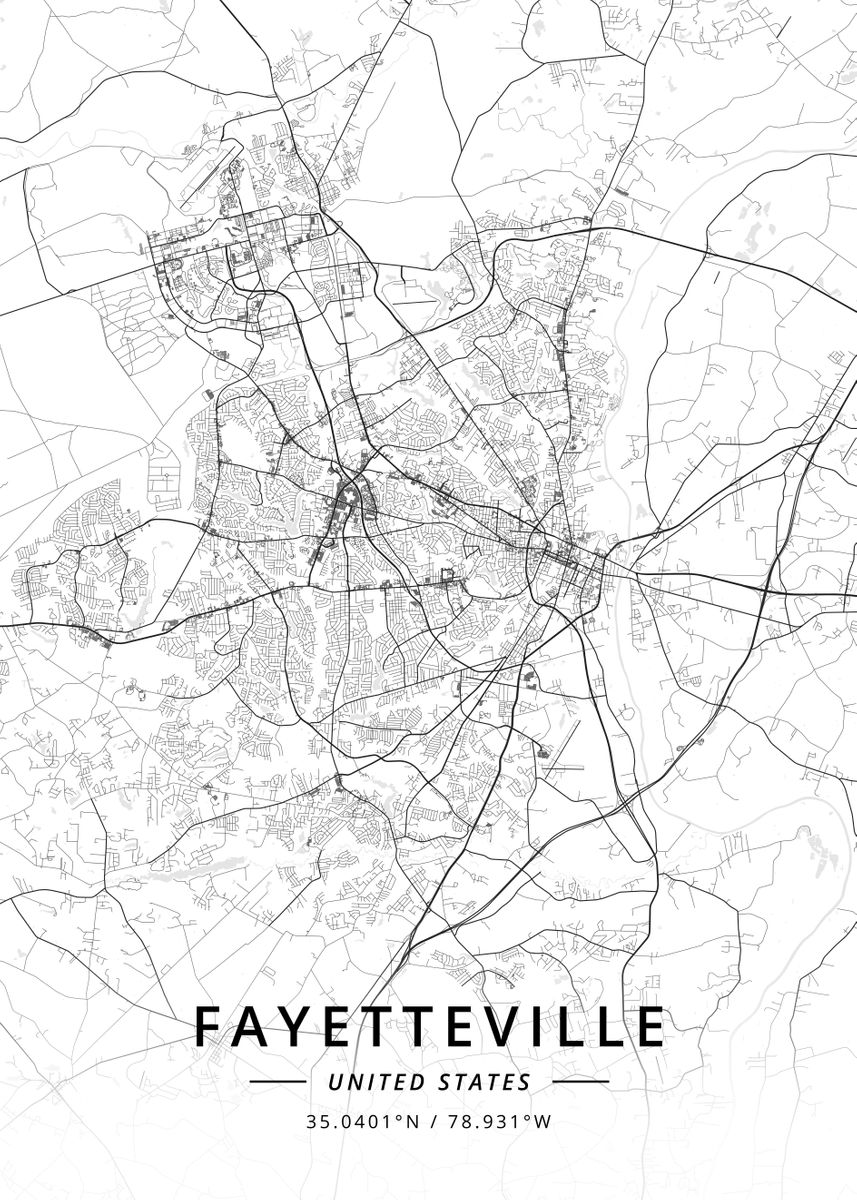 'Fayetteville US' Poster by Designer Map Art | Displate