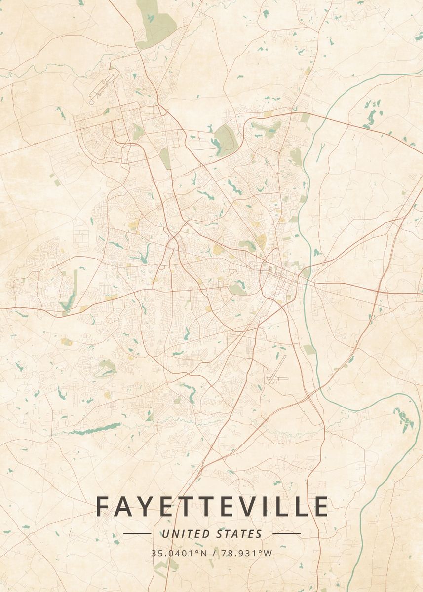 'Fayetteville US' Poster by Designer Map Art | Displate