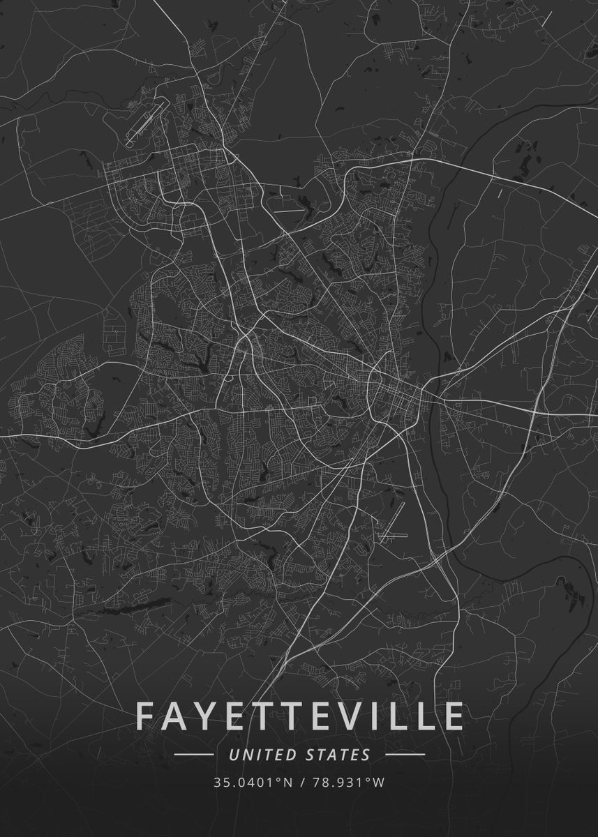 'Fayetteville US' Poster by Designer Map Art | Displate