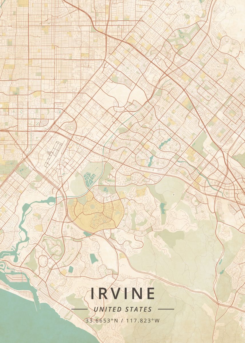 'Irvine United States' Poster by Designer Map Art | Displate