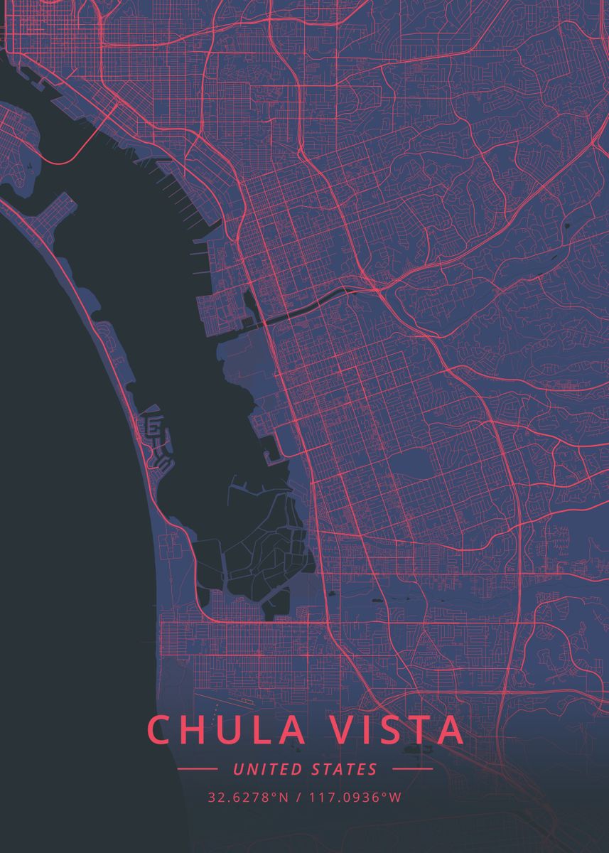 'Chula Vista United States' Poster by Designer Map Art | Displate