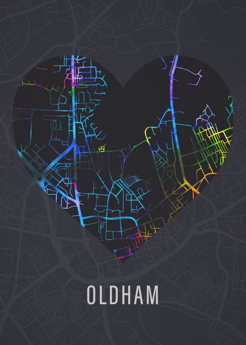 'Oldham England City Street' Poster, picture, metal print, paint by ...