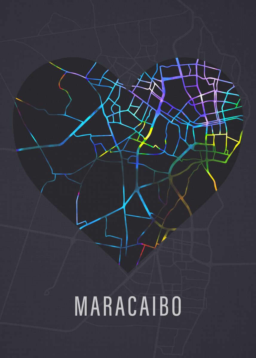 'Maracaibo City Street Map' Poster, picture, metal print, paint by ...