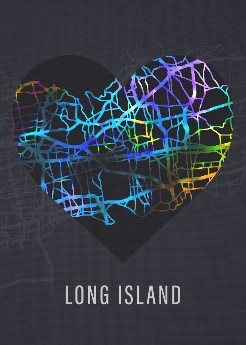 'Long Island Street Map' Poster, picture, metal print, paint by Design ...