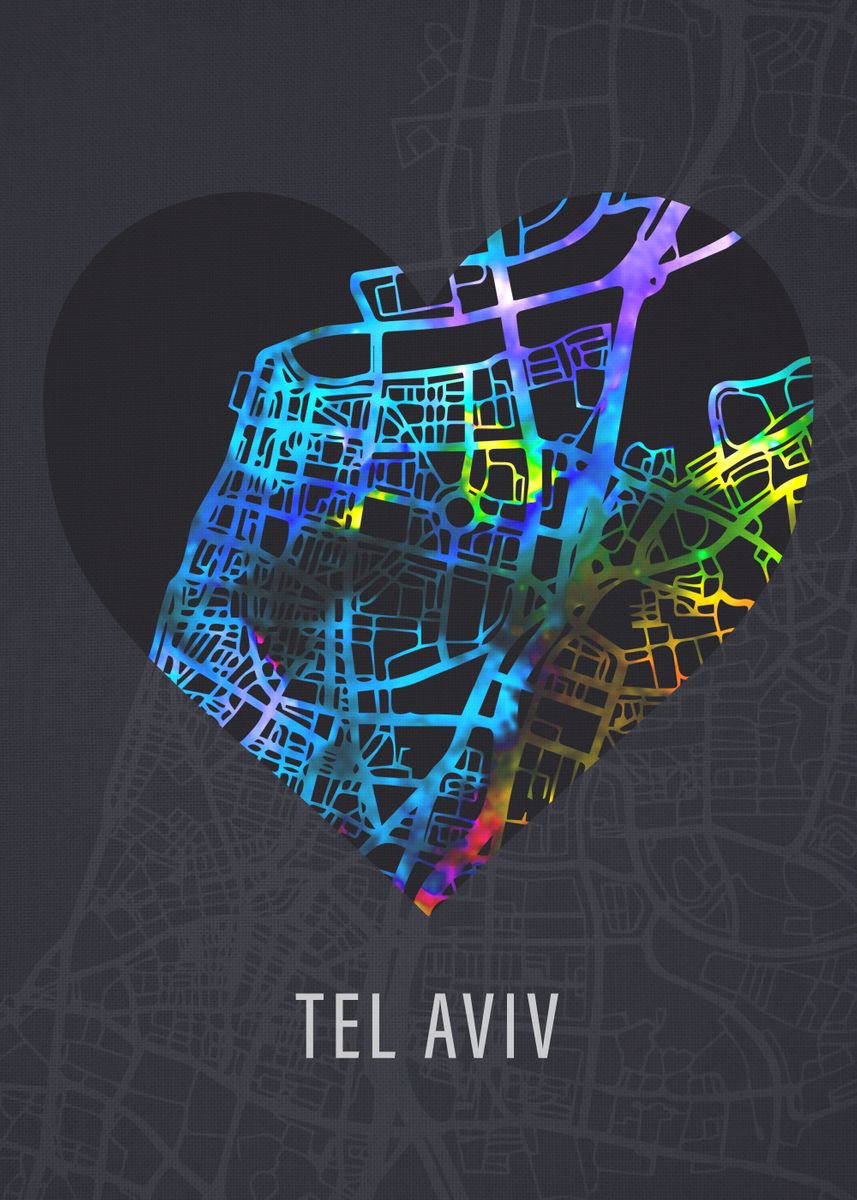 'Tel Aviv Israel City Map' Poster by Design Turnpike | Displate