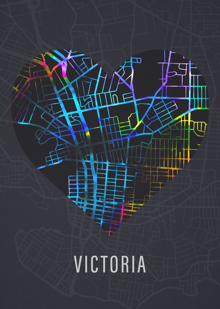 'Victoria Canada City Map' Poster, picture, metal print, paint by ...