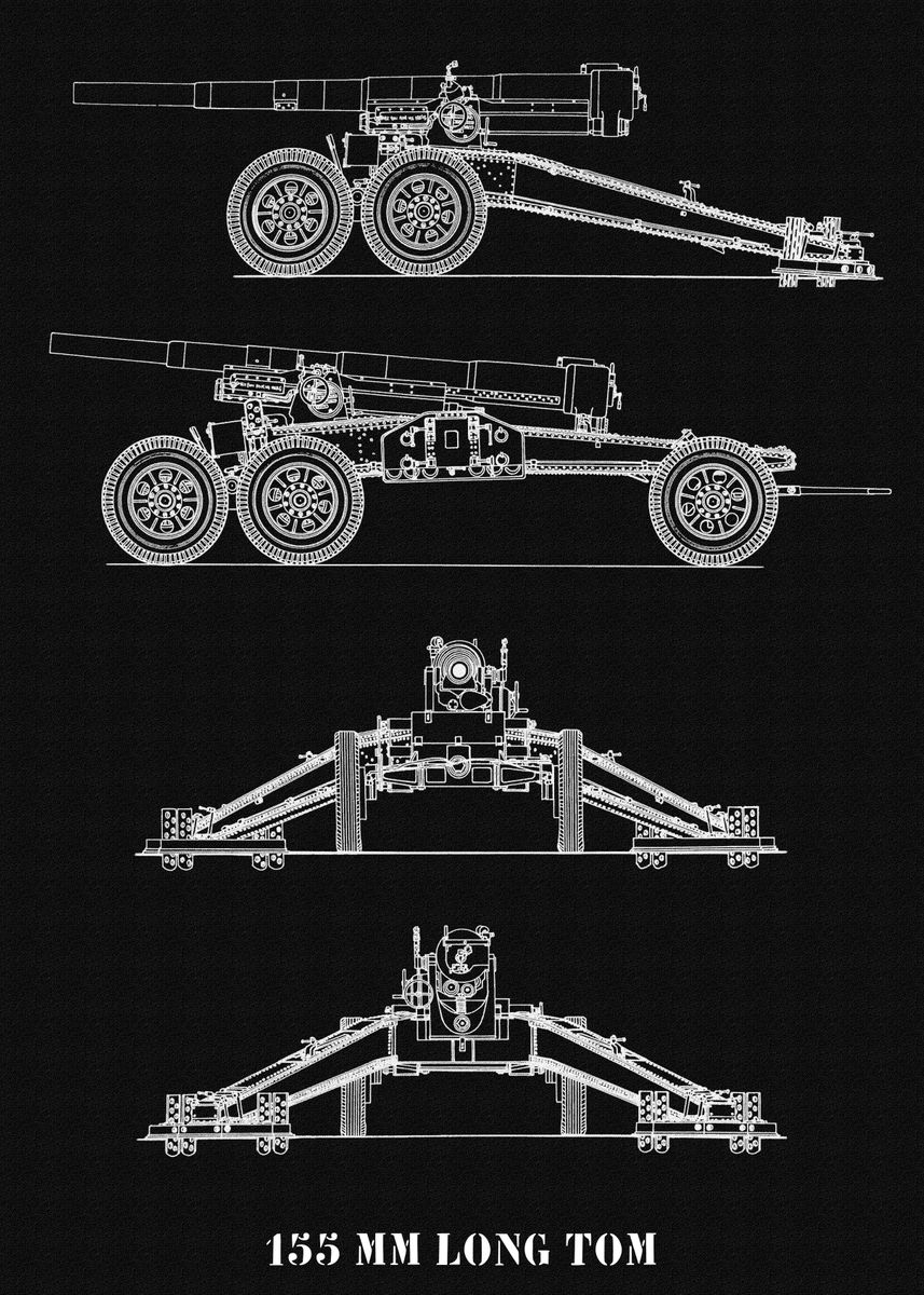 '155 MM LONG TOM' Poster, picture, metal print, paint by Blueprint ...