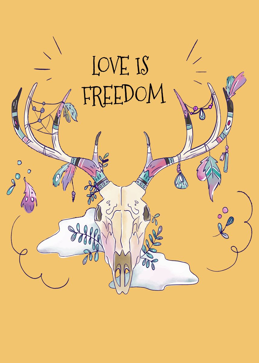 'Love Is Freedom' Poster, picture, metal print, paint by Snazzy | Displate
