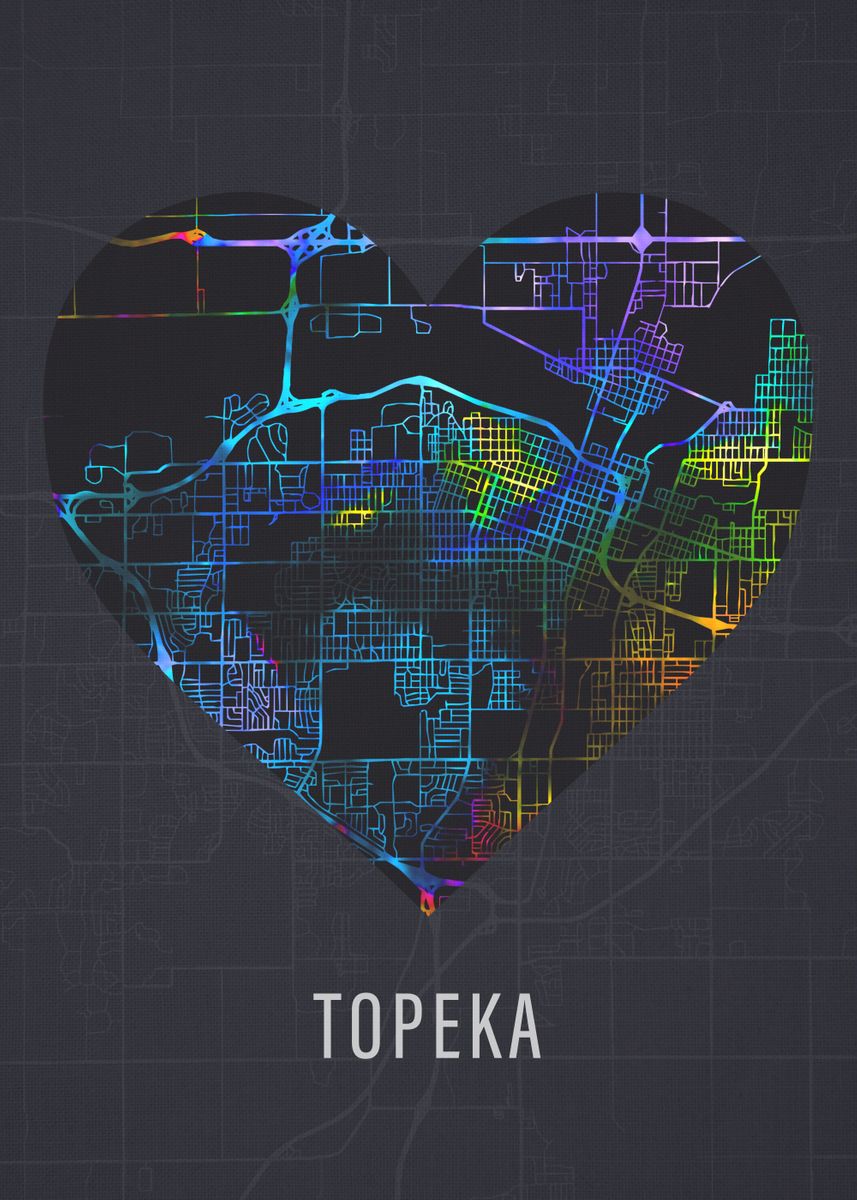'Topeka Kansas City Street ' Poster, picture, metal print, paint by ...