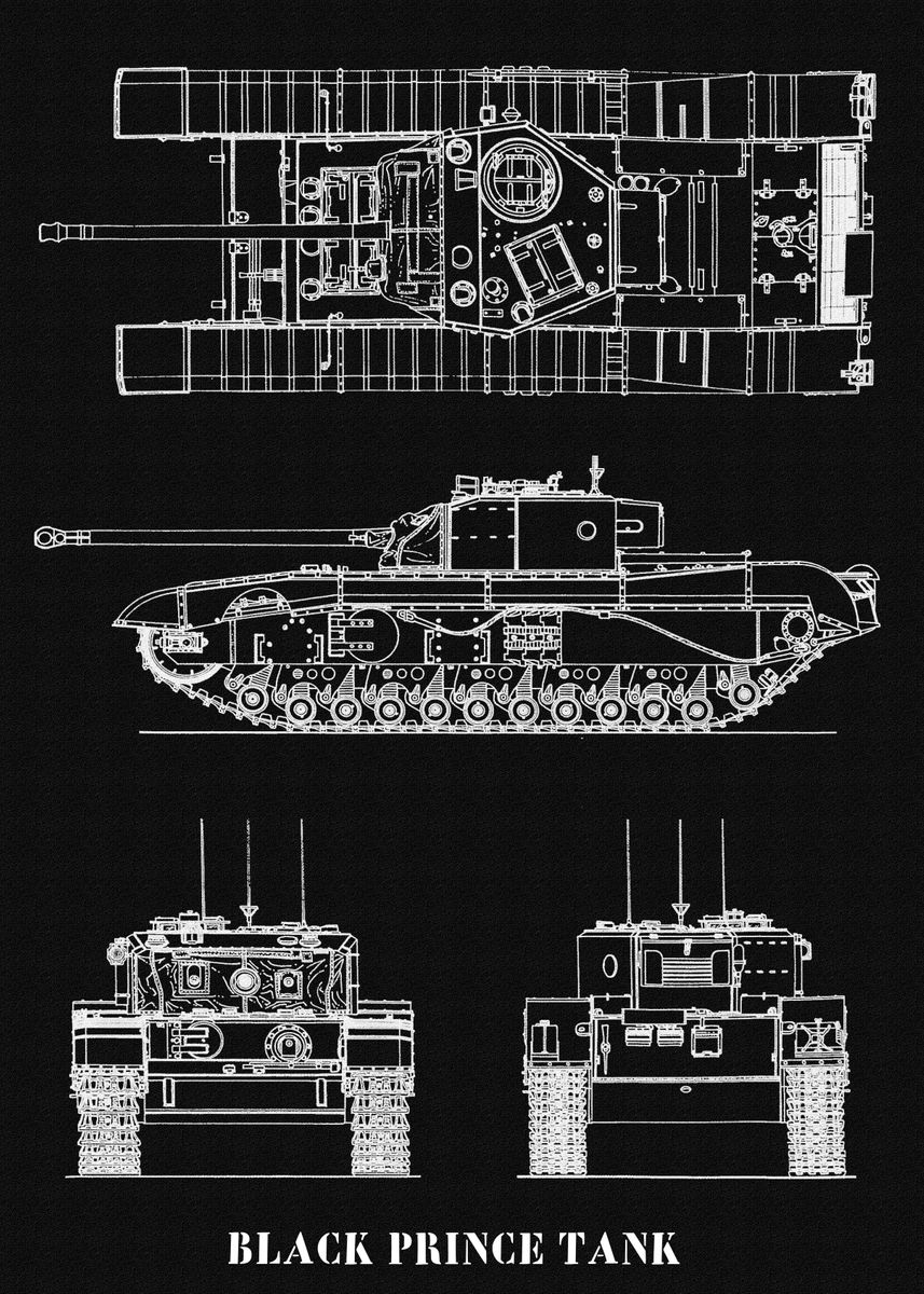 'BLACK PRINCE TANK' Poster, picture, metal print, paint by Blueprint ...