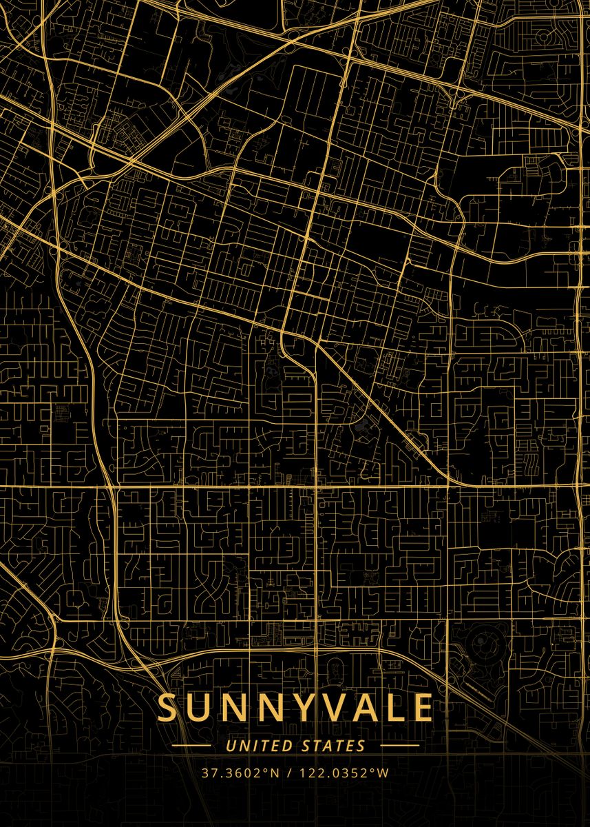'Sunnyvale United States' Poster, picture, metal print, paint by ...