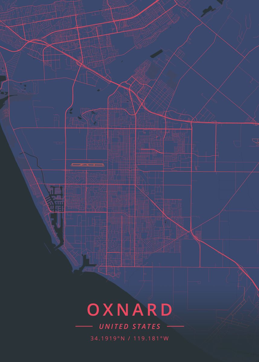 'Oxnard United States' Poster by Designer Map Art | Displate