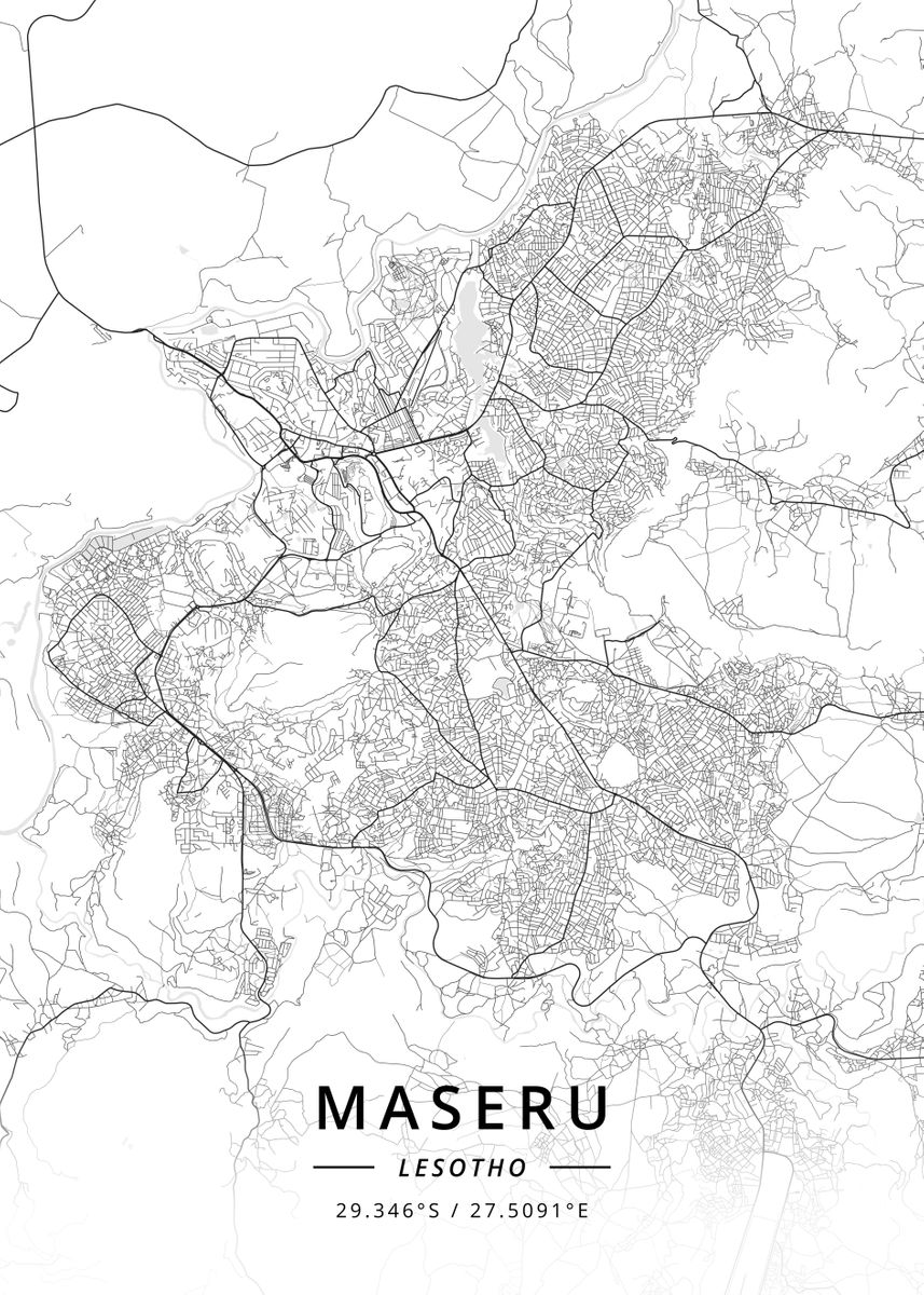 'Maseru Lesotho' Poster, picture, metal print, paint by Designer Map ...