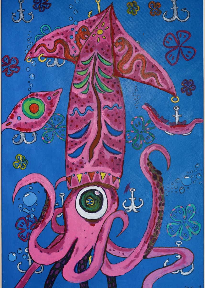 'Pink Squid' Poster by Duncan Griffiths | Displate