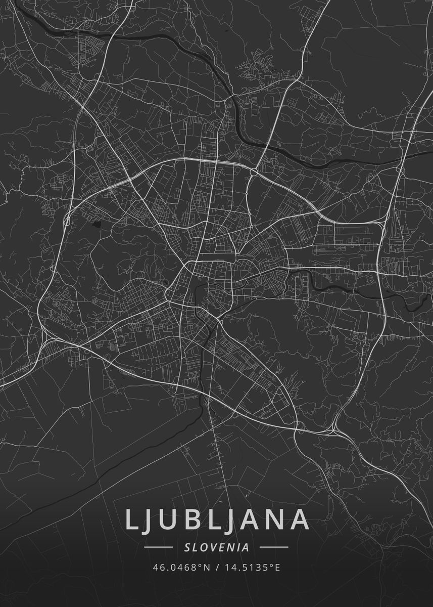 'Ljubljana Slovenia' Poster by Designer Map Art | Displate