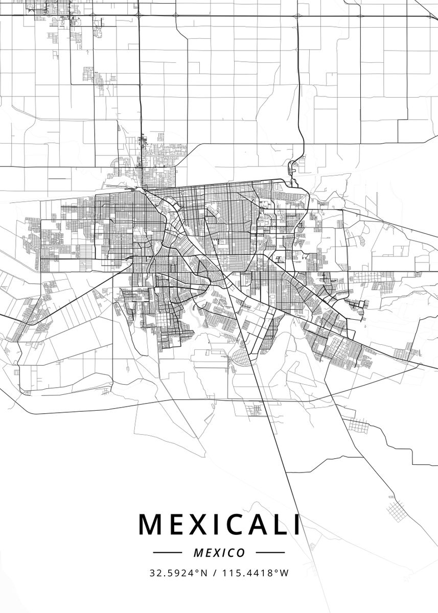 'Mexicali Mexico' Poster by Designer Map Art | Displate