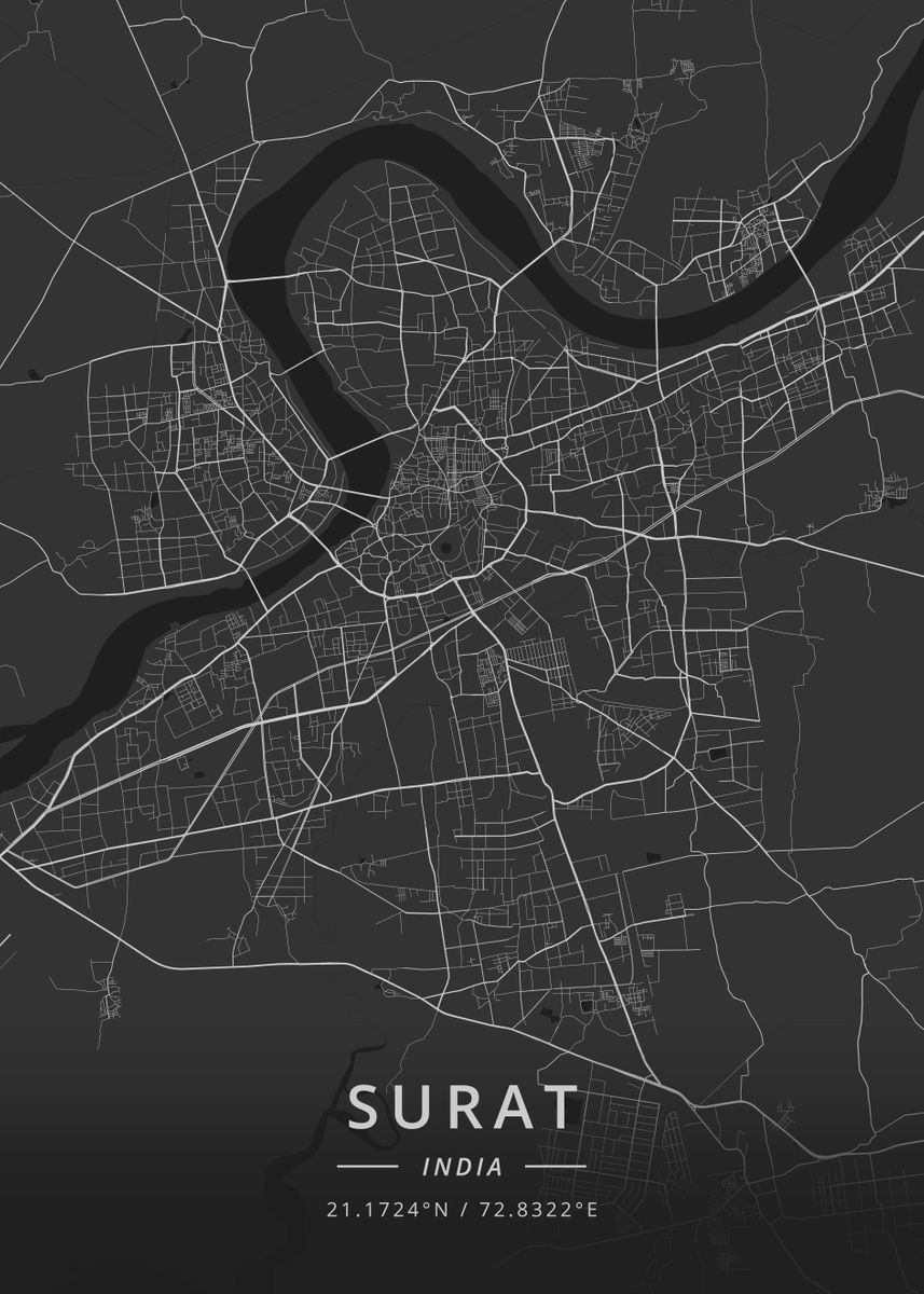 'Surat India' Poster by Designer Map Art | Displate