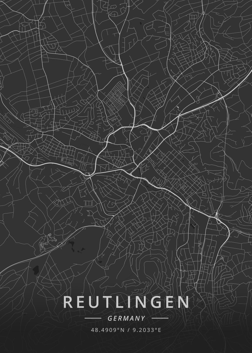 'Reutlingen Germany' Poster, picture, metal print, paint by Designer ...