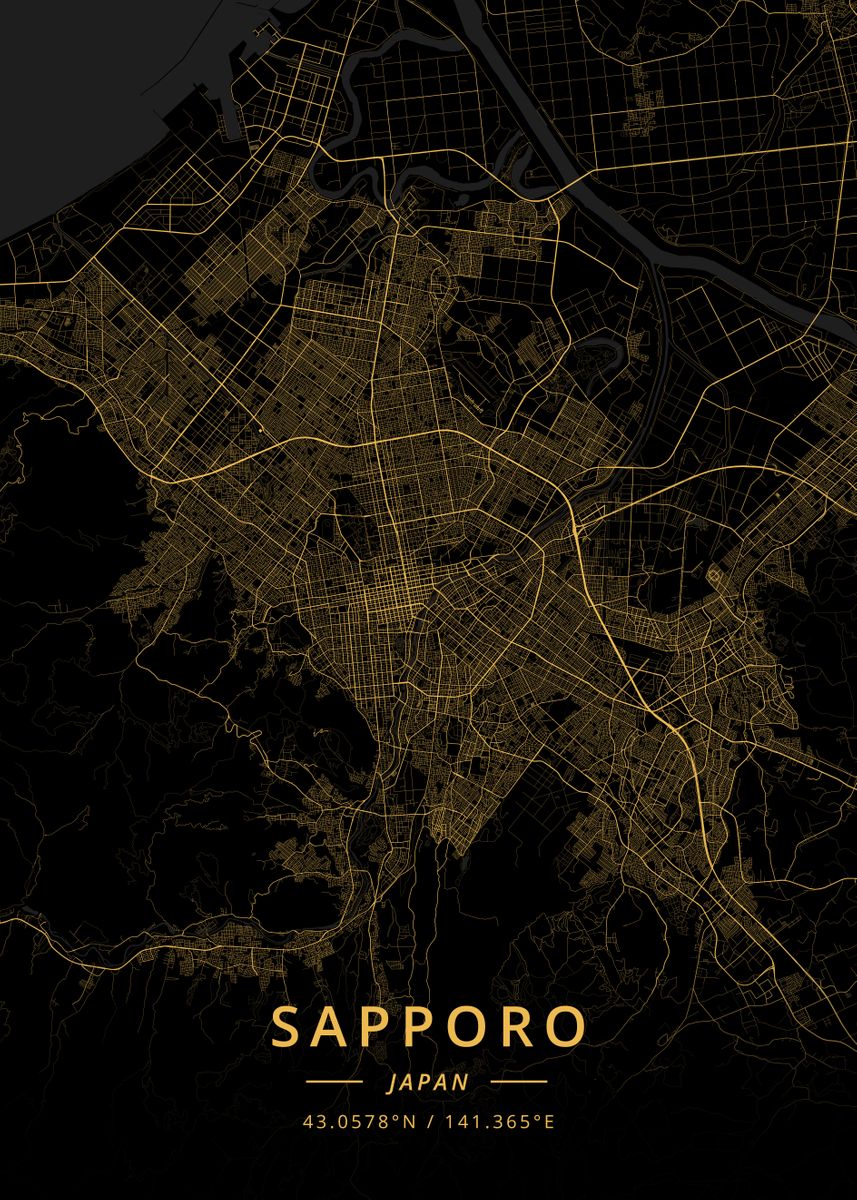 'Sapporo Japan' Poster by Designer Map Art | Displate