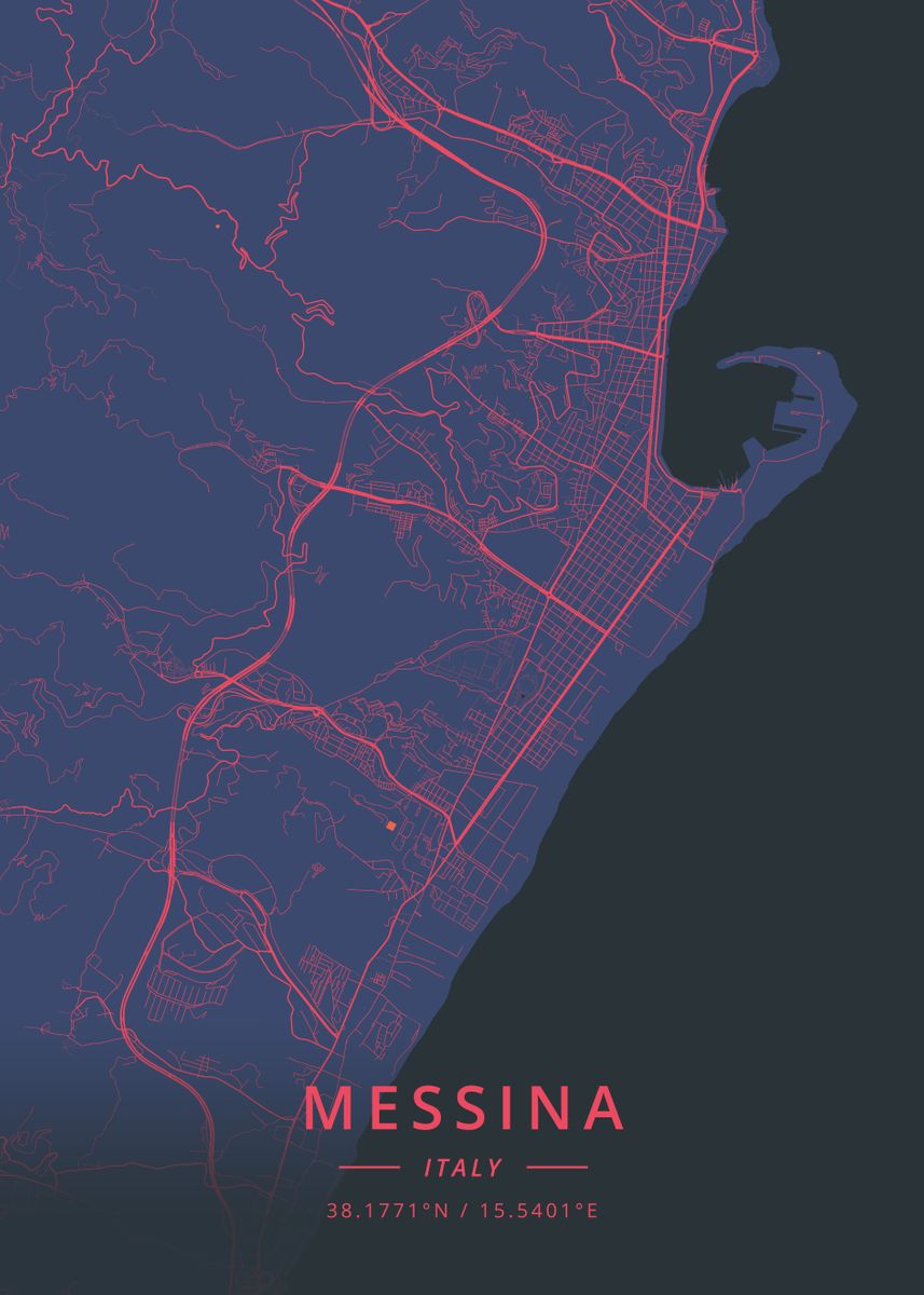 'Messina Italy' Poster by Designer Map Art | Displate
