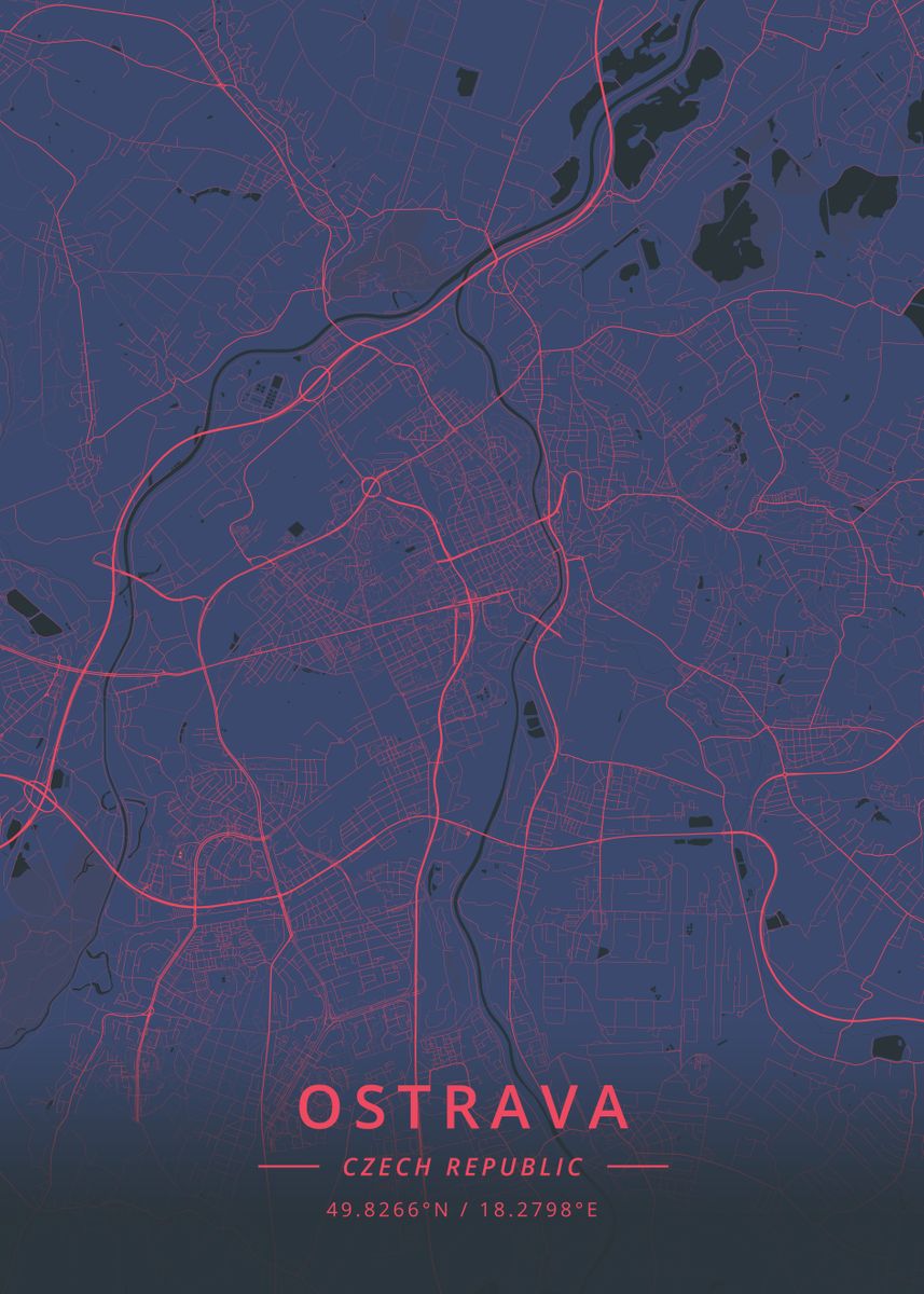 'Ostrava Czech Republic' Poster, picture, metal print, paint by ...