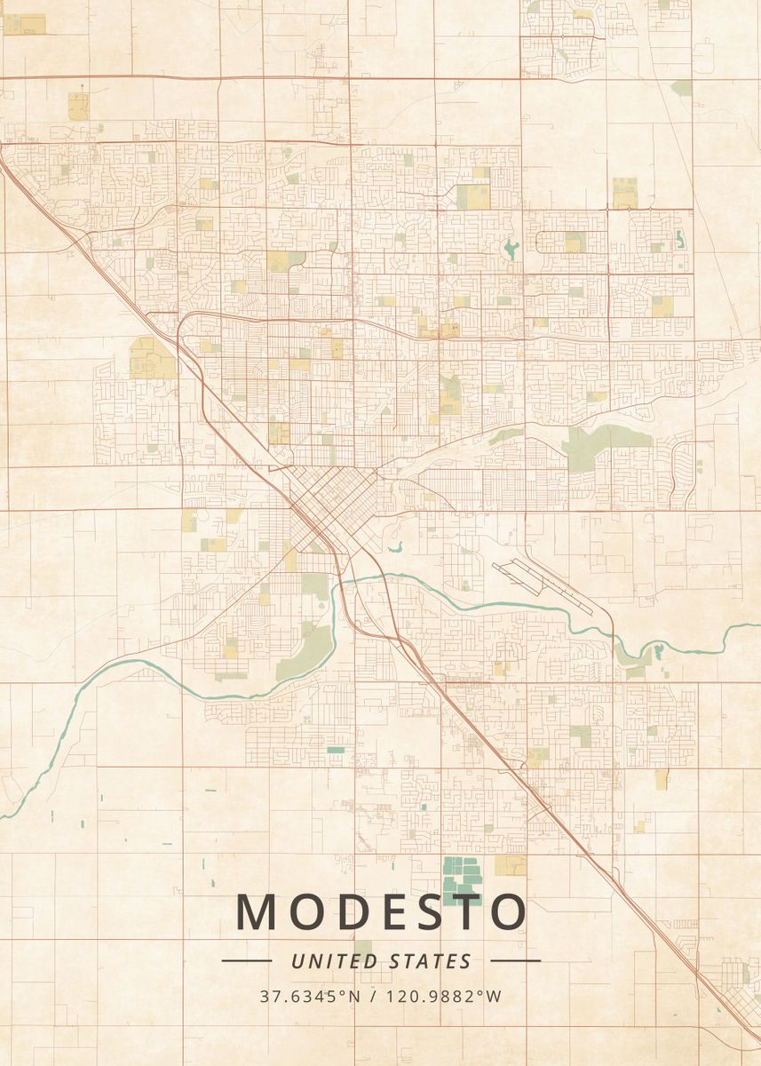 'Modesto United States' Poster, picture, metal print, paint by Designer ...