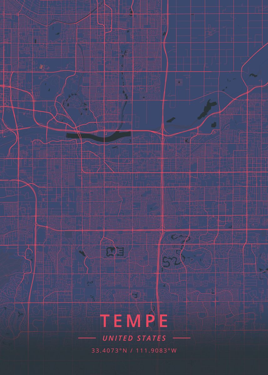 'Tempe United States' Poster, picture, metal print, paint by Designer ...